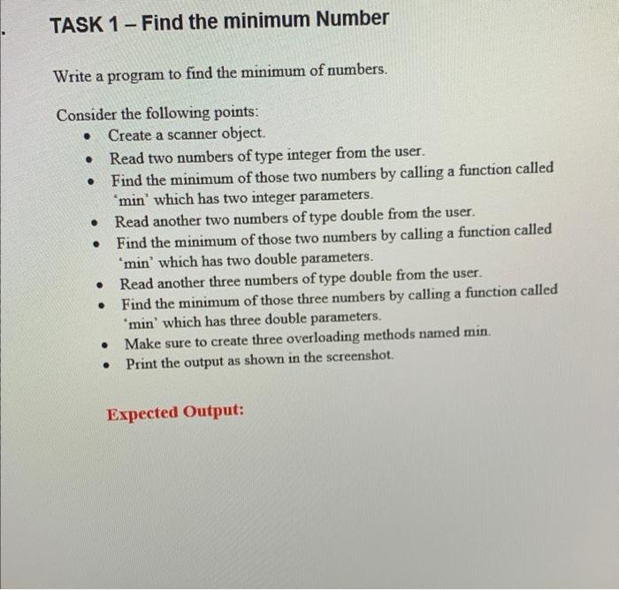 Solved Write a program to find the minimum of numbers. | Chegg.com