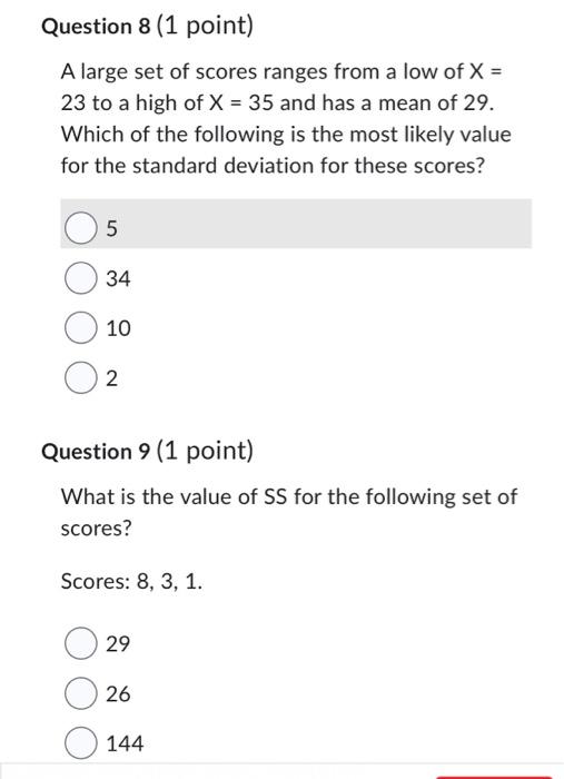 Solved A large set of scores ranges from a low of X= 23 to a | Chegg.com