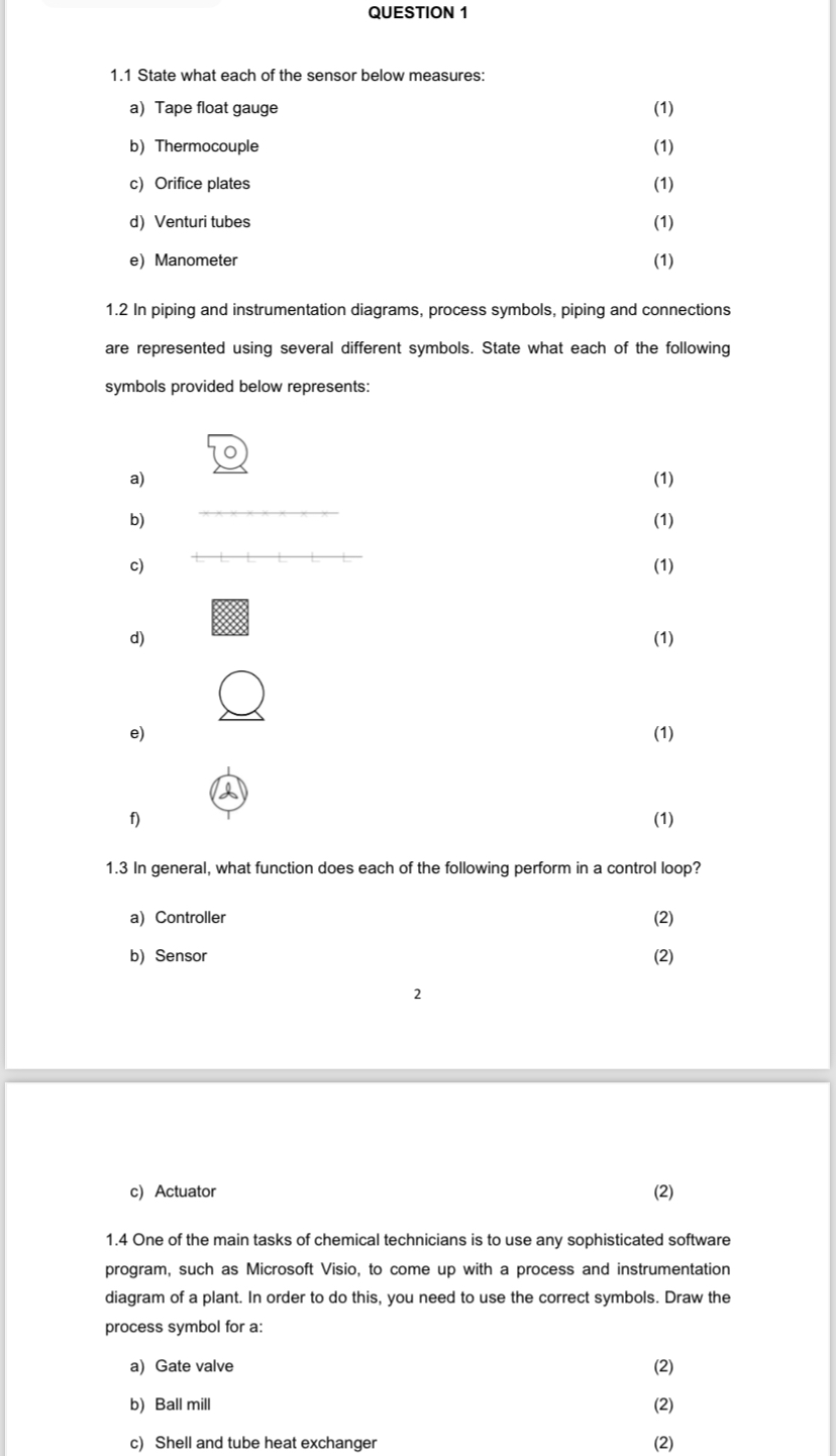 Solved QUESTION 11.1 ﻿State what each of the sensor below | Chegg.com
