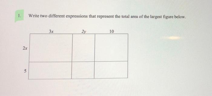 Solved 1. Write two different expressions that represent the | Chegg.com