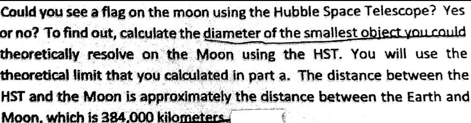 Solved Telescopes and their resolution: The Hubble Space | Chegg.com