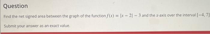 Solved Question Find the net signed area between the graph | Chegg.com