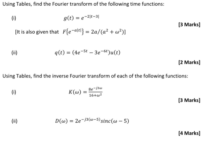 Solved Using Tables, find the Fourier transform of the | Chegg.com
