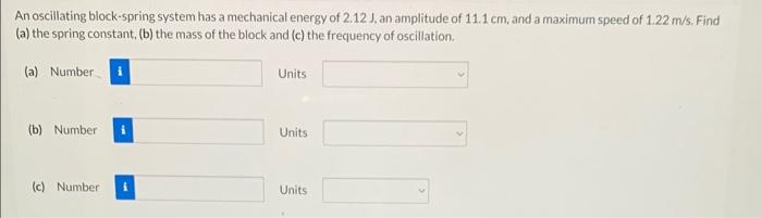 Solved An oscillating block-spring system has a mechanical | Chegg.com