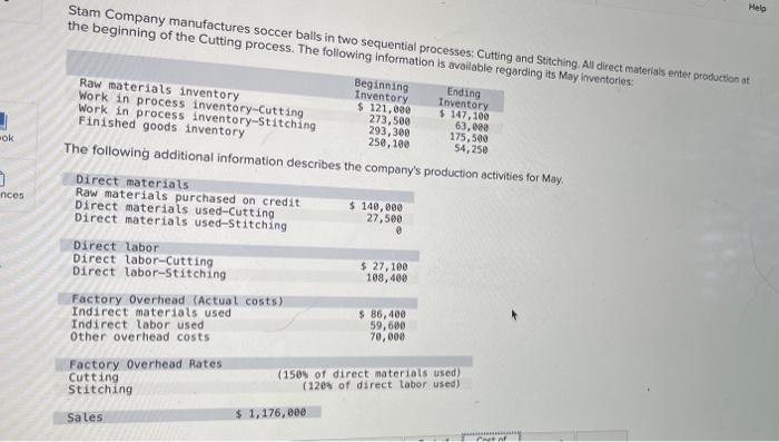 Stam Company manufactures soccer balls in two | Chegg.com