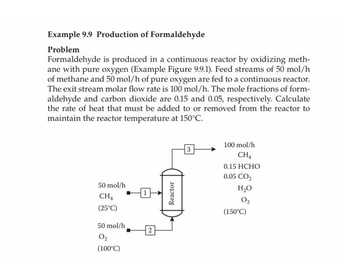 Solved Example 9.9 Production of Formaldehyde Problem | Chegg.com