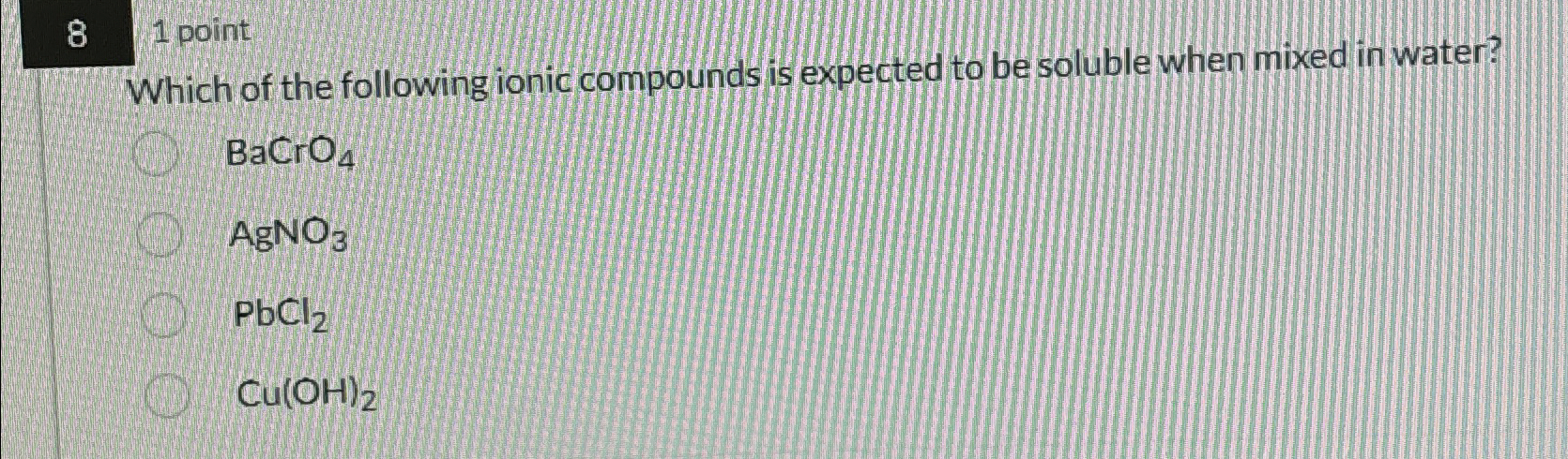 Solved 81 ﻿pointWhich of the following ionic compounds is | Chegg.com