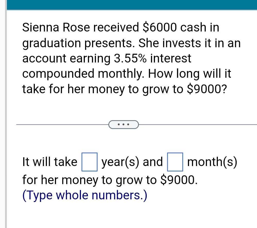 Solved Sienna Rose received $6000 ﻿cash ingraduation | Chegg.com