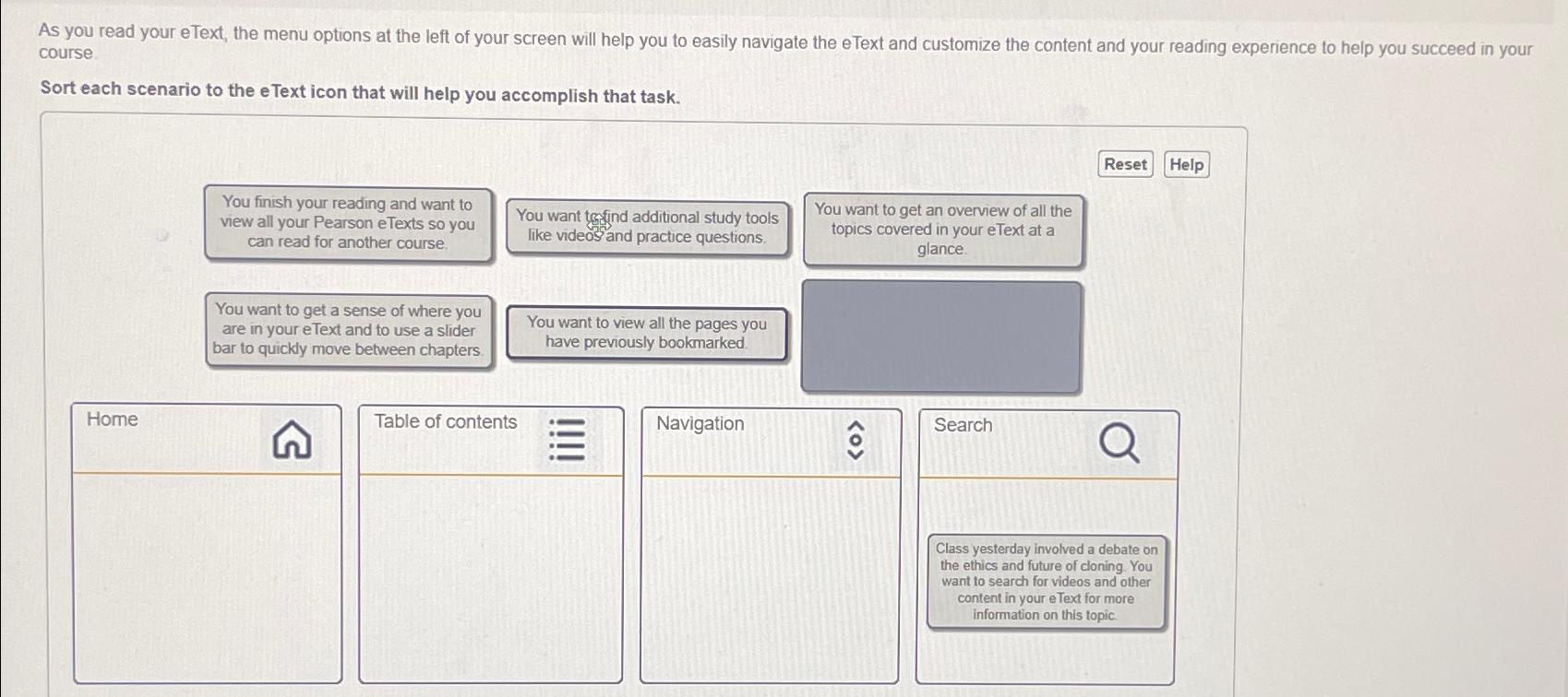 Solved As you read your eText, the menu options at the left | Chegg.com