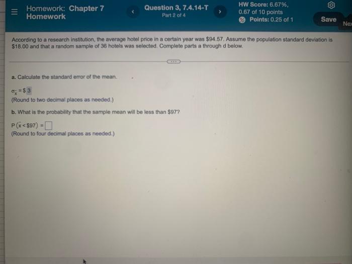 Solved Homework: Chapter 7 Homework Question 1, 7.3.5-T Part | Chegg.com