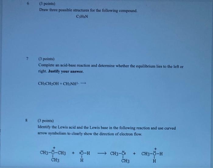 Solved (3 points) Draw three possible structures for the | Chegg.com