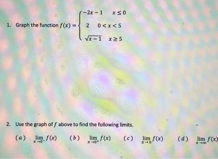 Solved 1. Graph the function f(x)=⎩⎨⎧−2x−12x−1x≤00 | Chegg.com