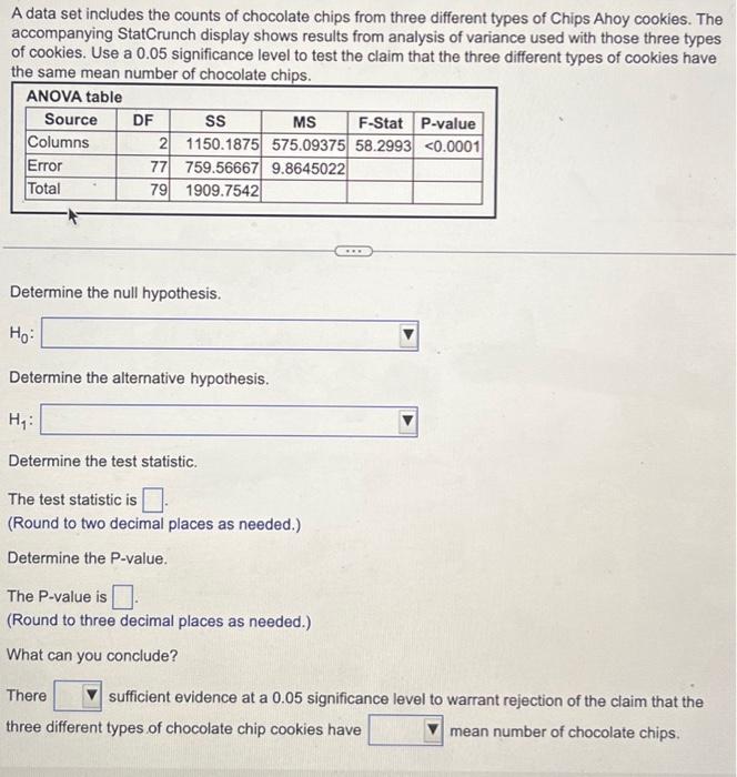 Solved A data set includes the counts of chocolate chips | Chegg.com