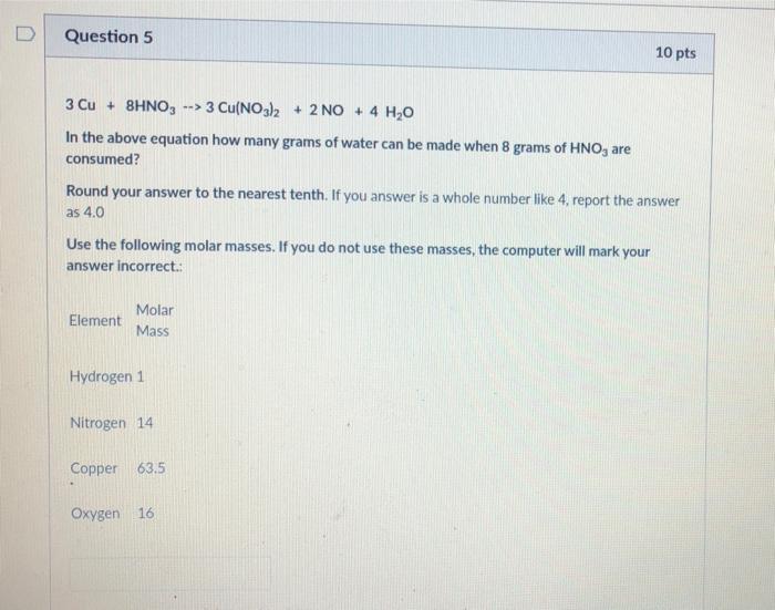 Solved Question 3 10 pts For the reaction 2HNO3 + Mg(OH)2 + | Chegg.com