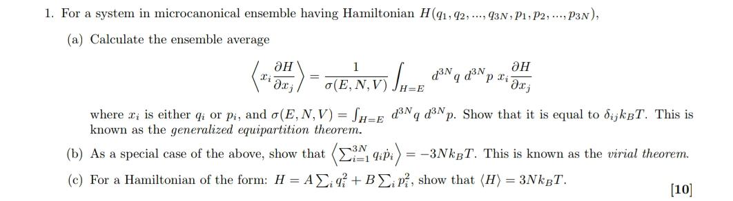 Solved For a system in microcanonical ensemble having | Chegg.com