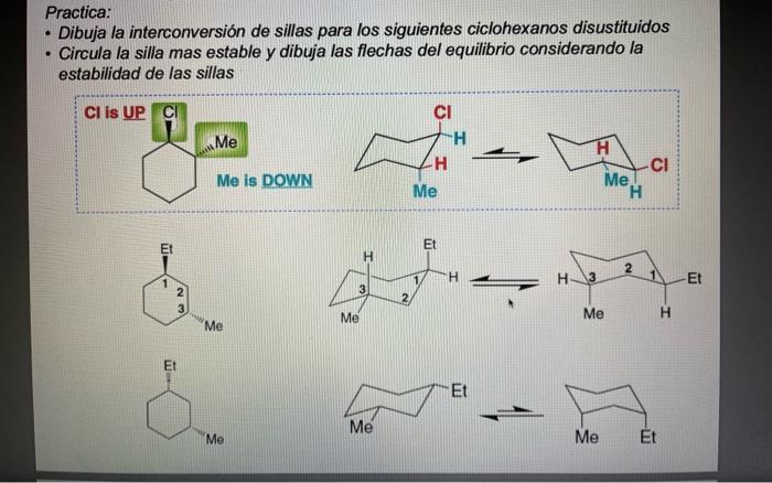 Solved . Practica: Dibuja la interconversión de sillas para | Chegg.com
