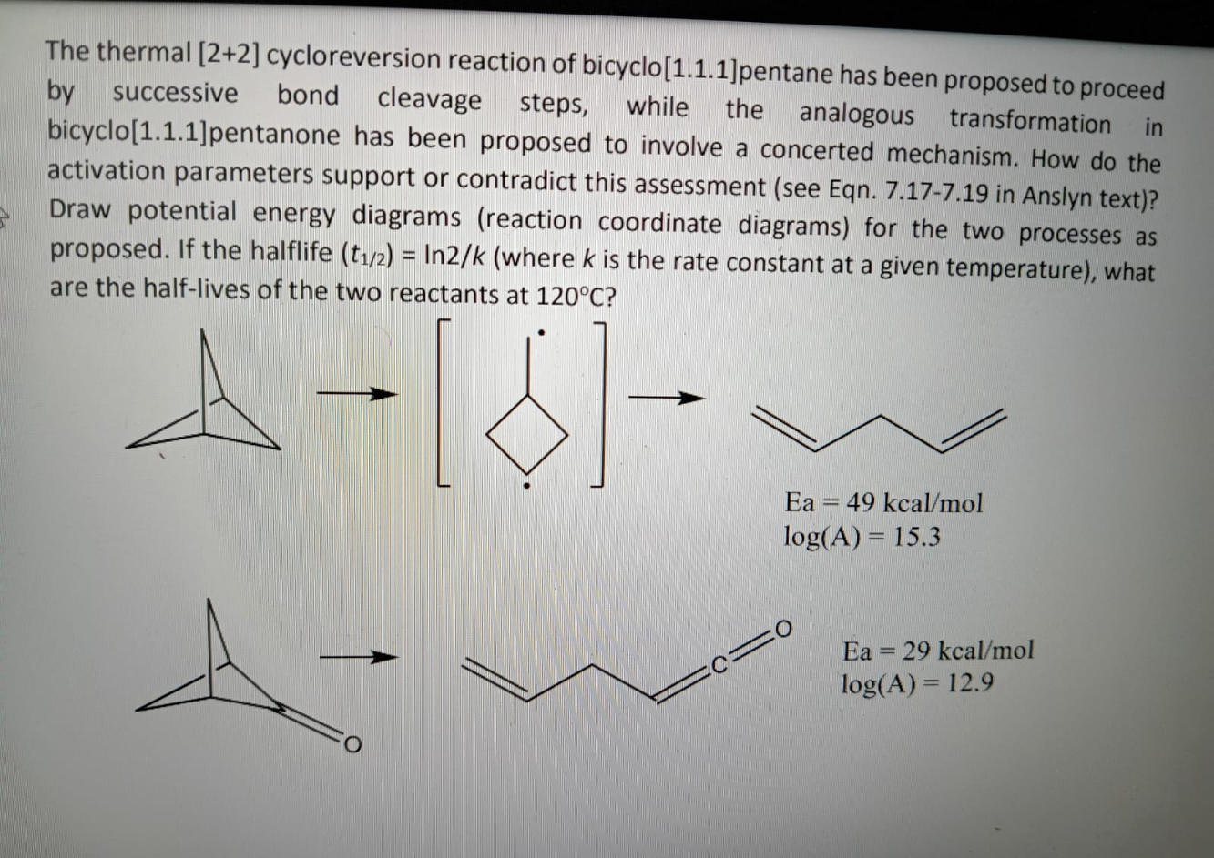 The thermal 2+2 ﻿cycloreversion reaction of | Chegg.com