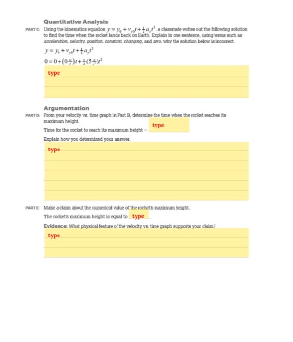 Solved Kinematics 1. K Free Fall NAME DATE Scenario A rocket | Chegg.com
