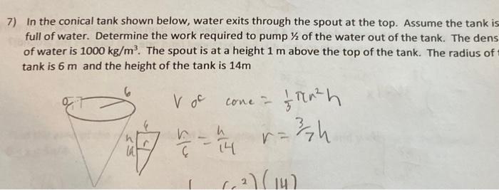 7) In the conical tank shown below, water exits | Chegg.com