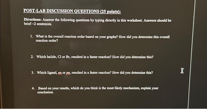 POST-LAB DISCUSSION QUESTIONS (25 points): | Chegg.com