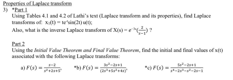 Solved Properties Of Laplace Transform ï Part 1using Tables Chegg