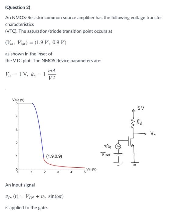 Solved (Question 2) An NMOS-Resistor common source amplifier | Chegg.com