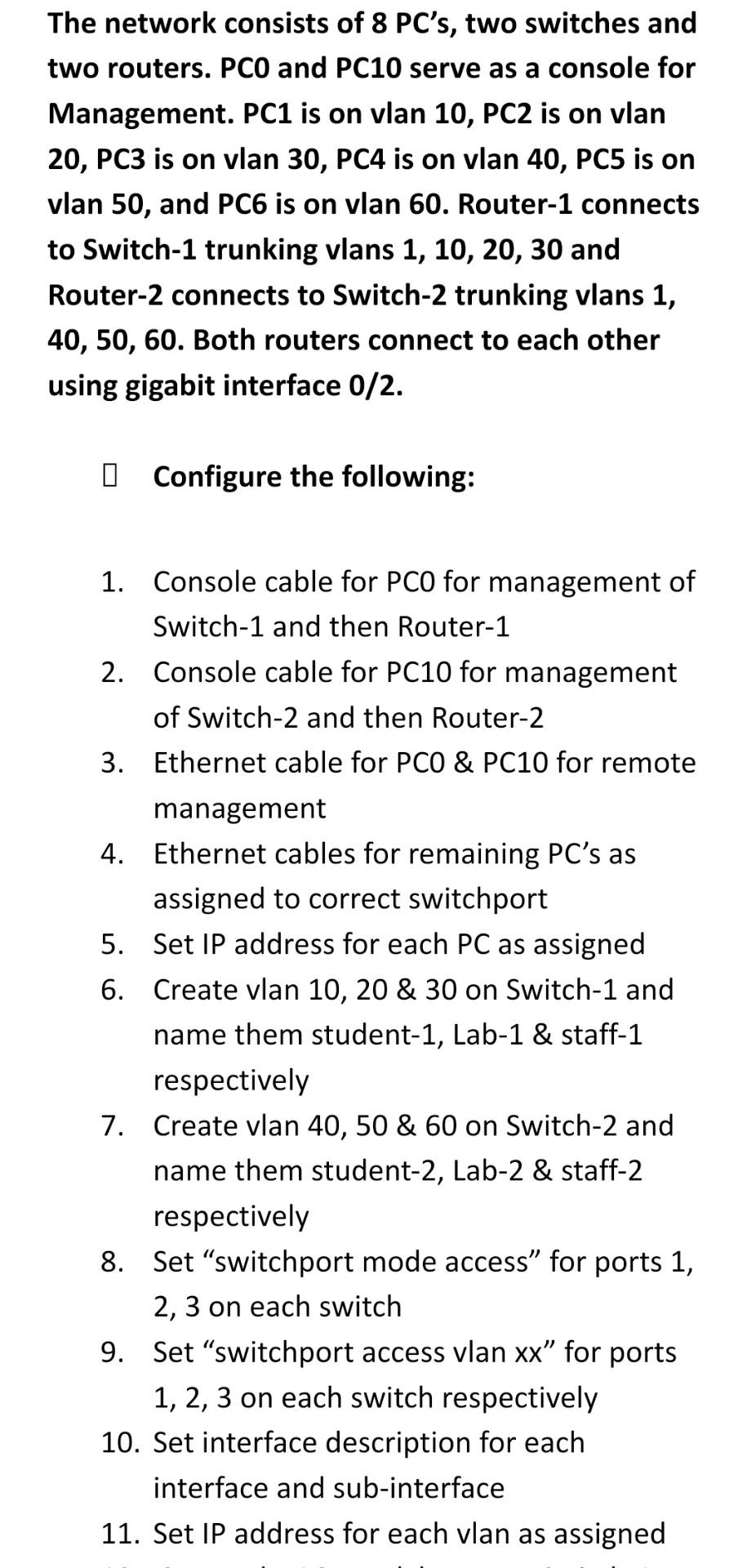 Solved Homework 4 -- Trunking \& Routing Vlans CSCE 4535 | Chegg.com