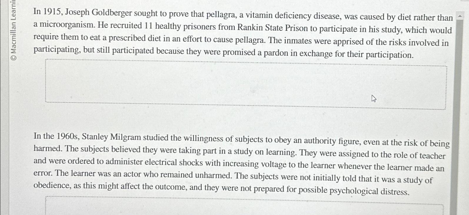 Solved In 1915, ﻿Joseph Goldberger sought to prove that | Chegg.com