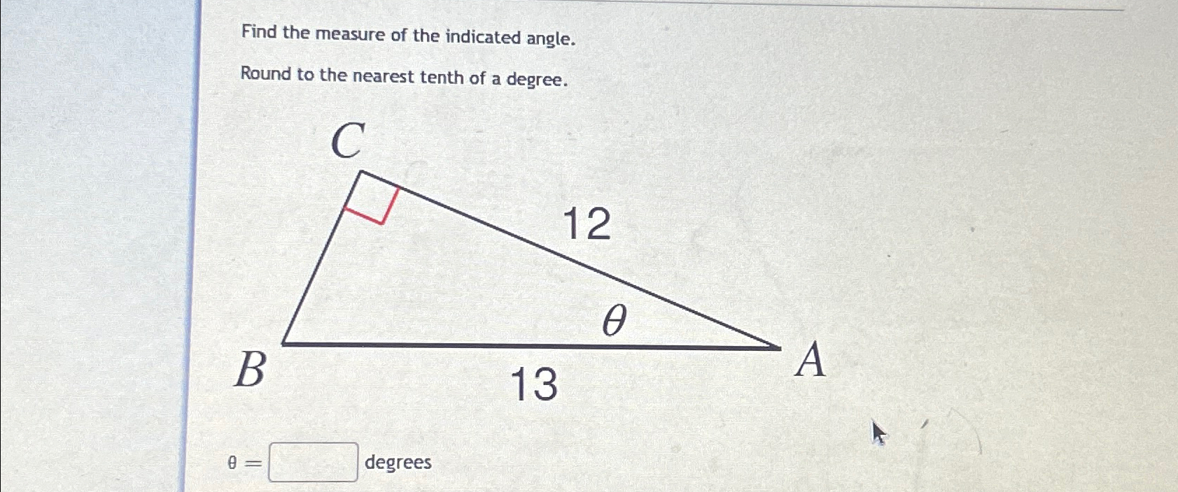 Solved Find the measure of the indicated angle.Round to the | Chegg.com