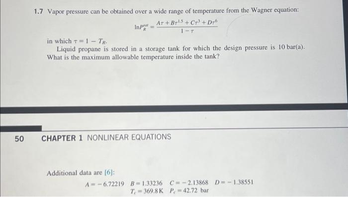 Solved 1.7 Vapor pressure can be obtained over a wide range | Chegg.com