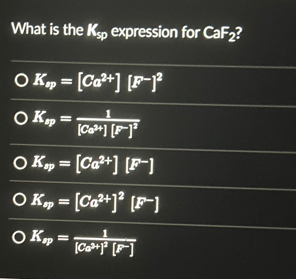 Solved What is the Ksp ﻿expression for CaF2 ? | Chegg.com