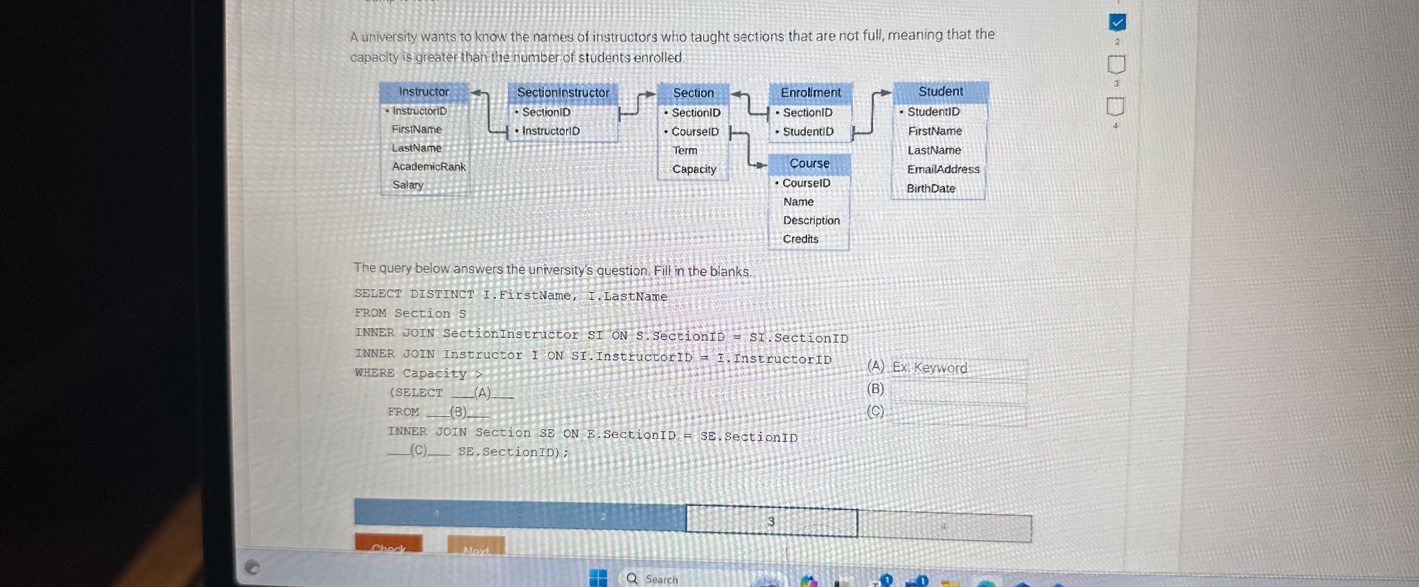 Solved A university wants to know the names of instructors | Chegg.com