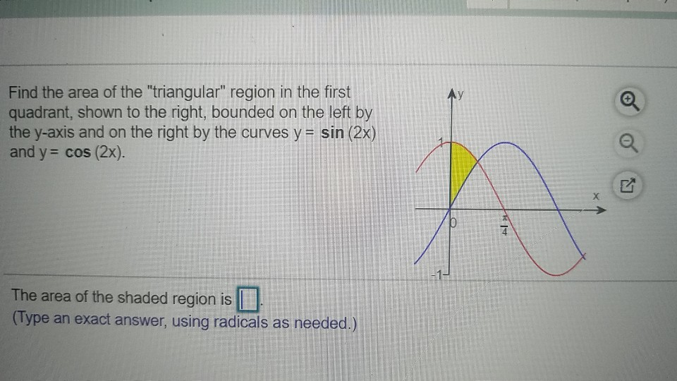 Solved Find the area of the "triangular" region in the first | Chegg.com