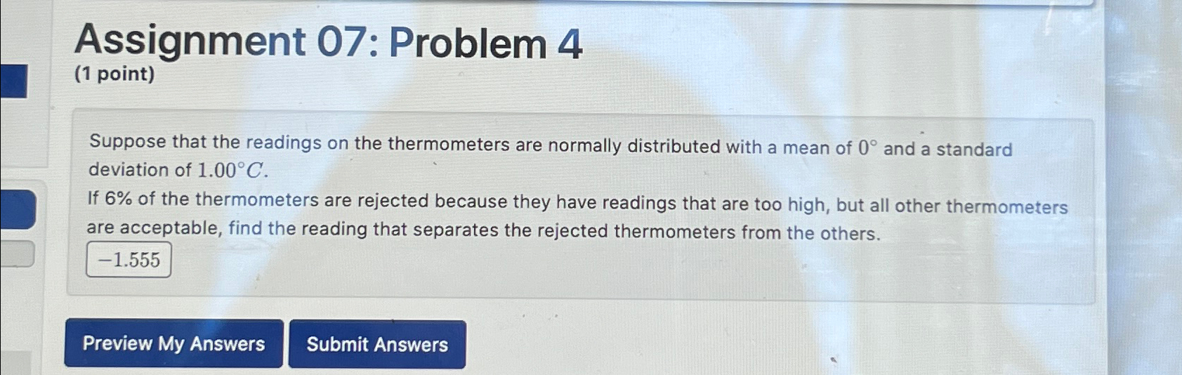 Solved Assignment 07: Problem 4(1 ﻿point)Suppose that the | Chegg.com