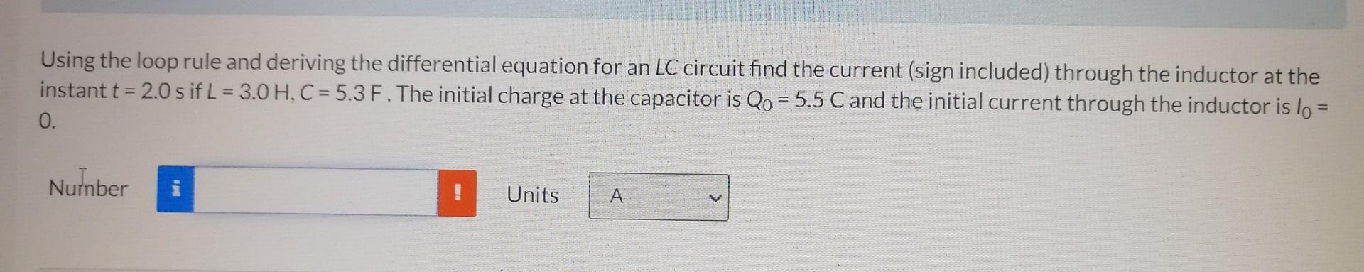 Solved Using the loop rule and deriving the differential | Chegg.com