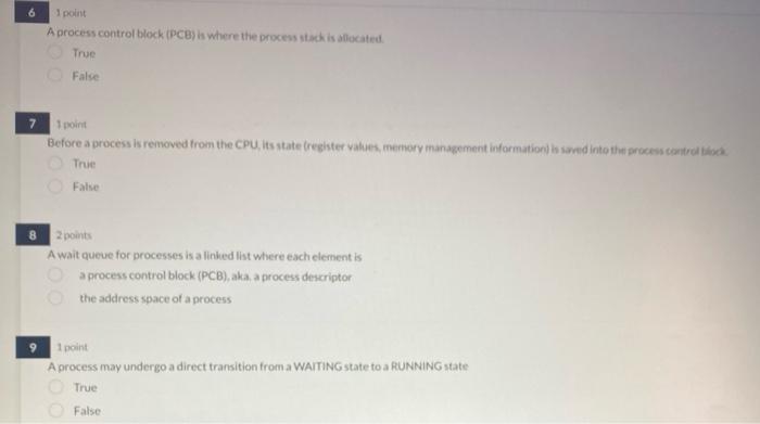 Solved A process control block (PCB) k where the process | Chegg.com