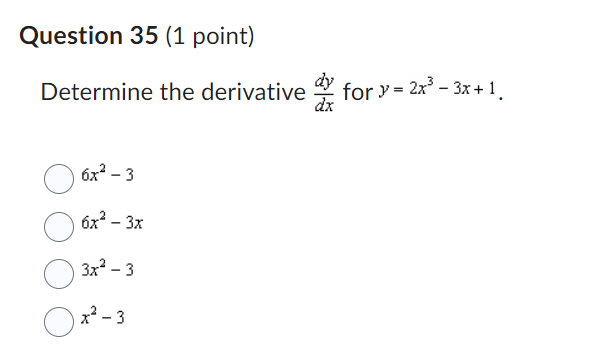 Solved Question 35 (1 ﻿point)Determine the derivative dydx | Chegg.com