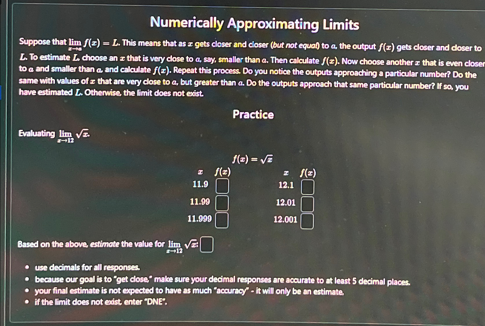 Solved Numerically Approximating LimitsSuppose that | Chegg.com
