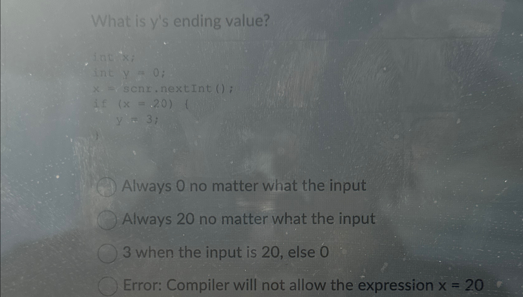 Solved What is y's ending value?Always 0 ﻿no matter what the | Chegg.com