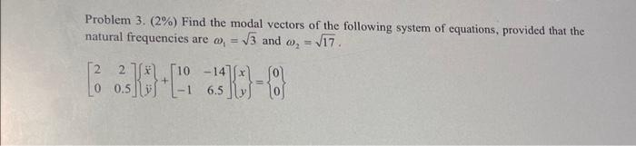 Solved Problem 3 2 Find The Modal Vectors Of The