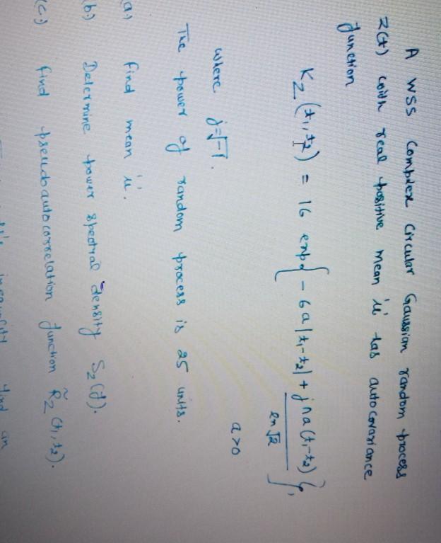 A WSS Complex Circular Gaussian random process 2t) | Chegg.com