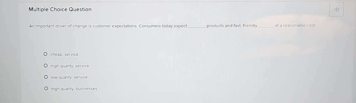 Solved Multiple Choice QuestionAn important driver of change | Chegg.com