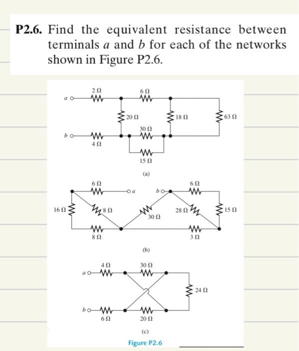 Solved P2.6. Find the equivalent resistance between | Chegg.com