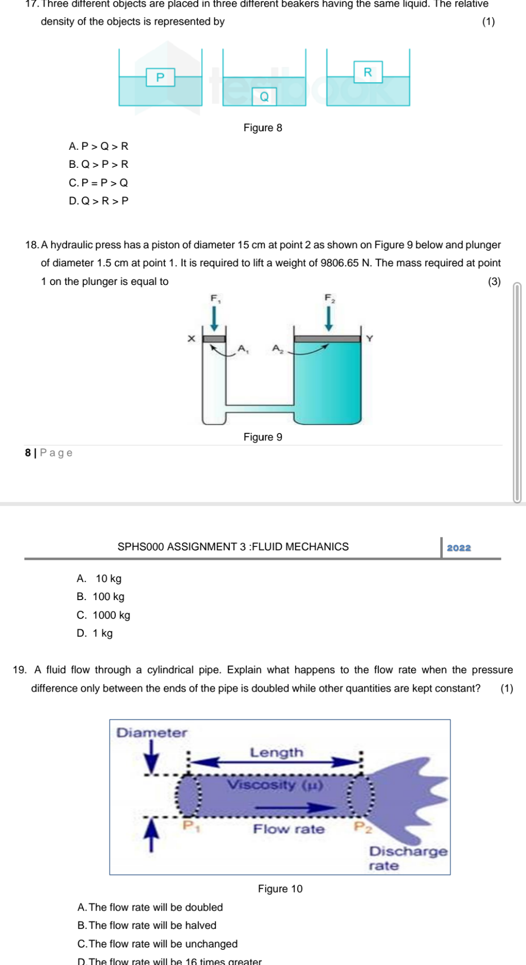 Solved 17. Three different objects are placed in three | Chegg.com