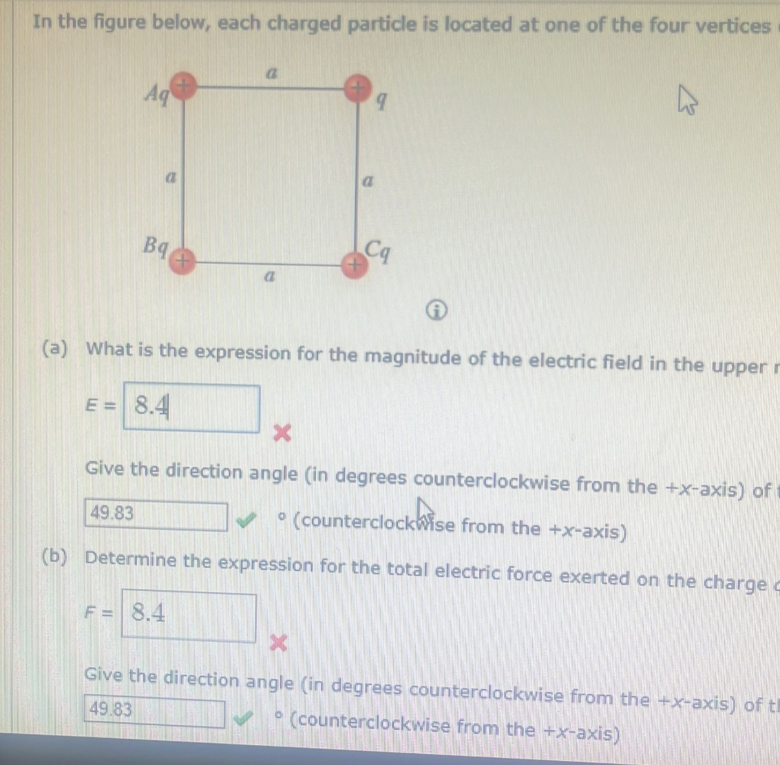 In the figure below, each charged particle is located | Chegg.com