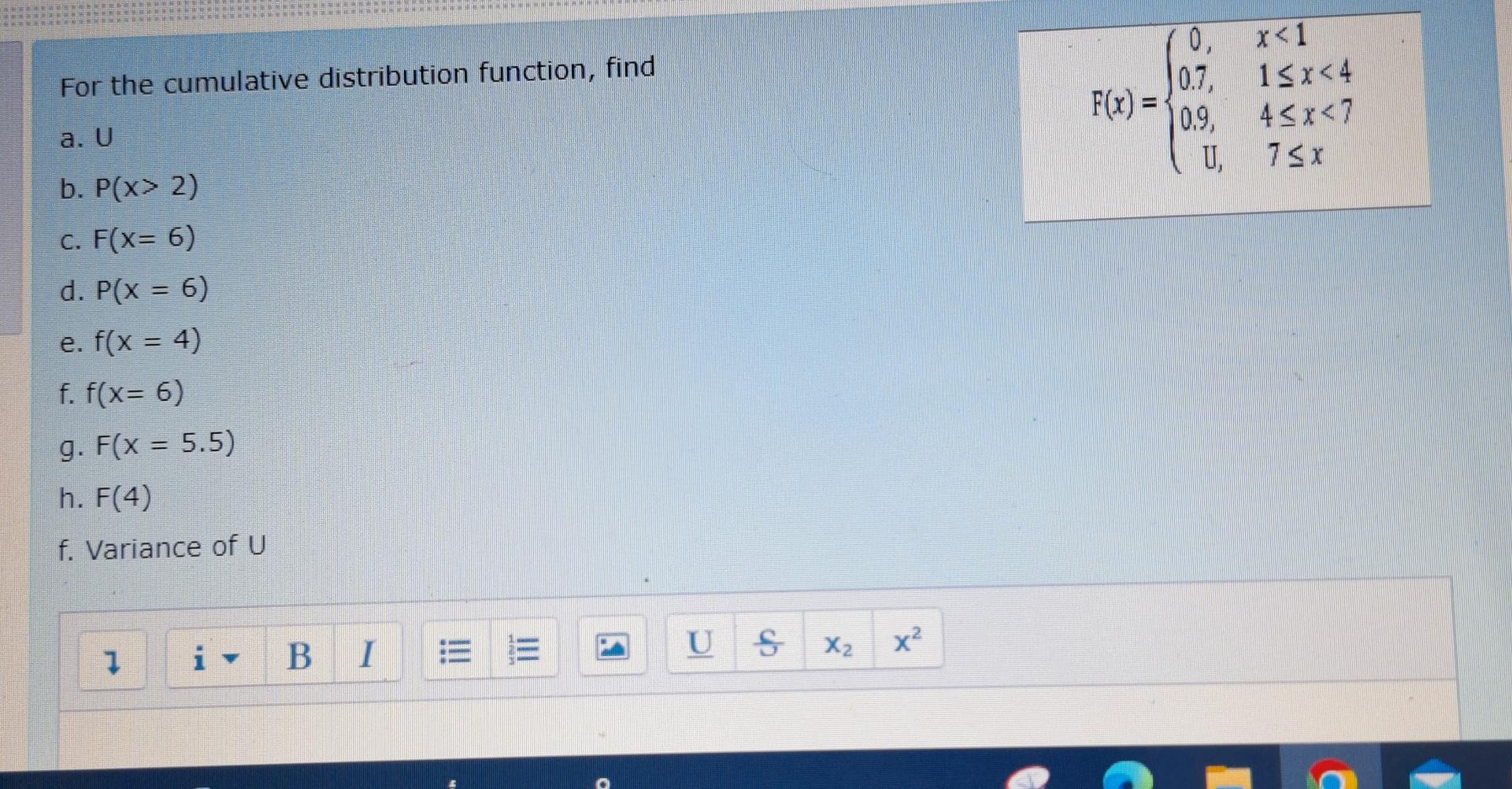 Solved For the cumulative distribution function, finda. | Chegg.com