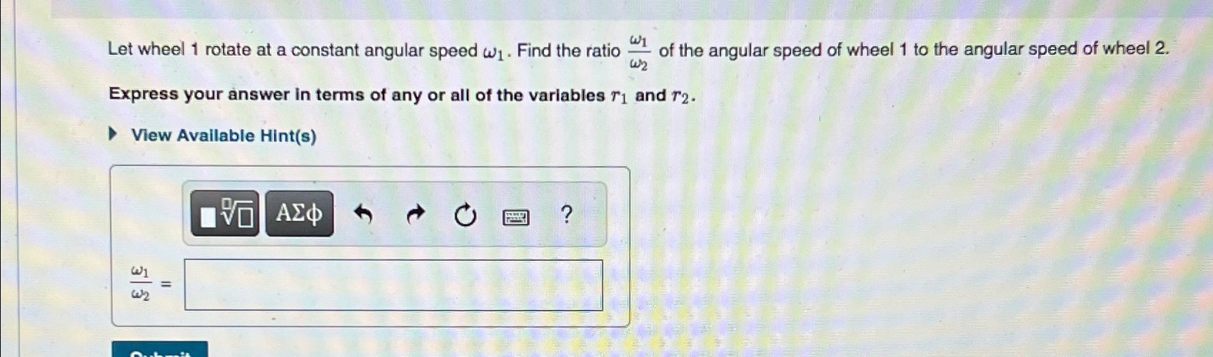 Solved Let Wheel 1 ﻿rotate At A Constant Angular Speed ω1