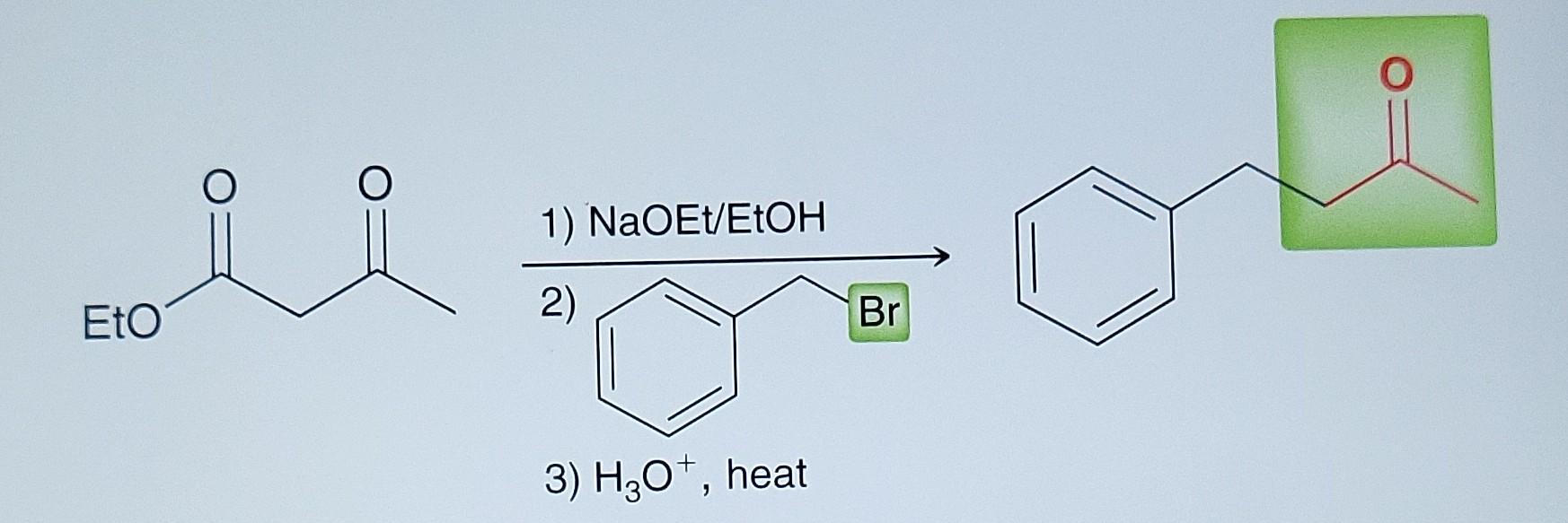 Solved 이 이 ОН LER 0 1) NaOEt, EtOH 2) Eto OEt Br 3) H20+, | Chegg.com