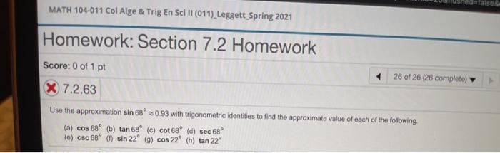 Solved MATH 104-011 Col Alge & Trig En Sci II (011)_Leggett | Chegg.com