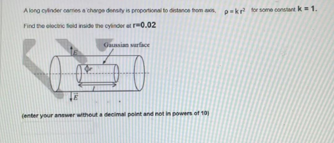 Solved A long cylinder carries a charge density is | Chegg.com